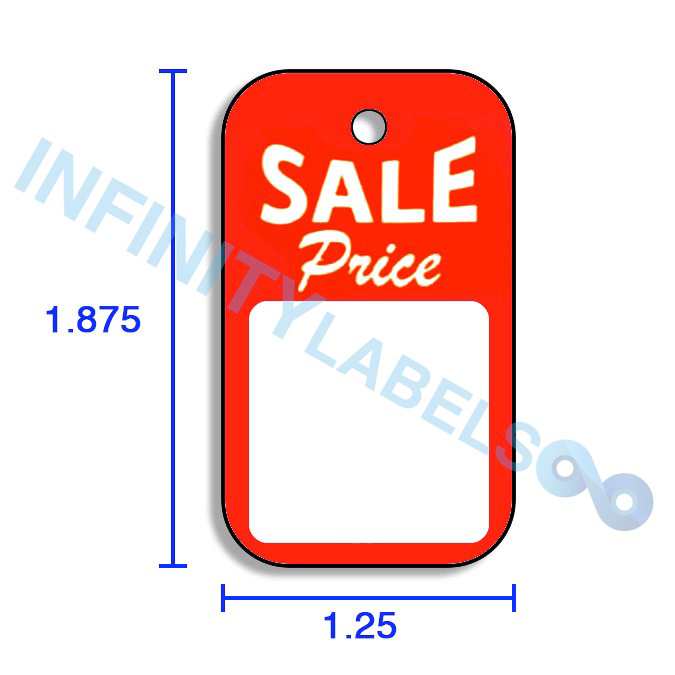 SM Coupon Tags 1.25 x 1.875 White “SALE Price” [Red Imprint] – Infinity Labels