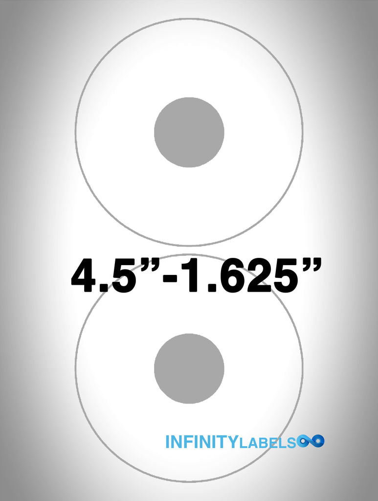 100 Sheets, Matte Clear 4.5in. dia Disc Label Sheets. 2 LPS. – Infinity Labels