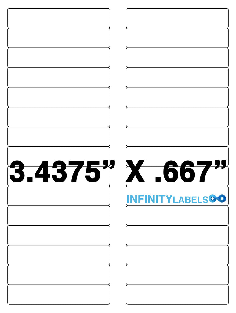 200 Sheets, White Matte 3.4375in. x .667in. Laser Sheets. 30 LPS. – Infinity Labels