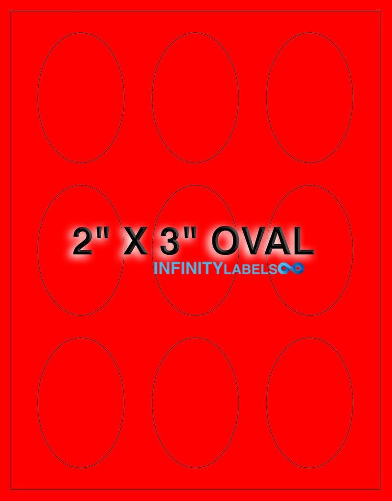 Fl Red Paper [300 sheets] 2 x 3 Oval Laser Sheets - 9 LPS – Infinity Labels